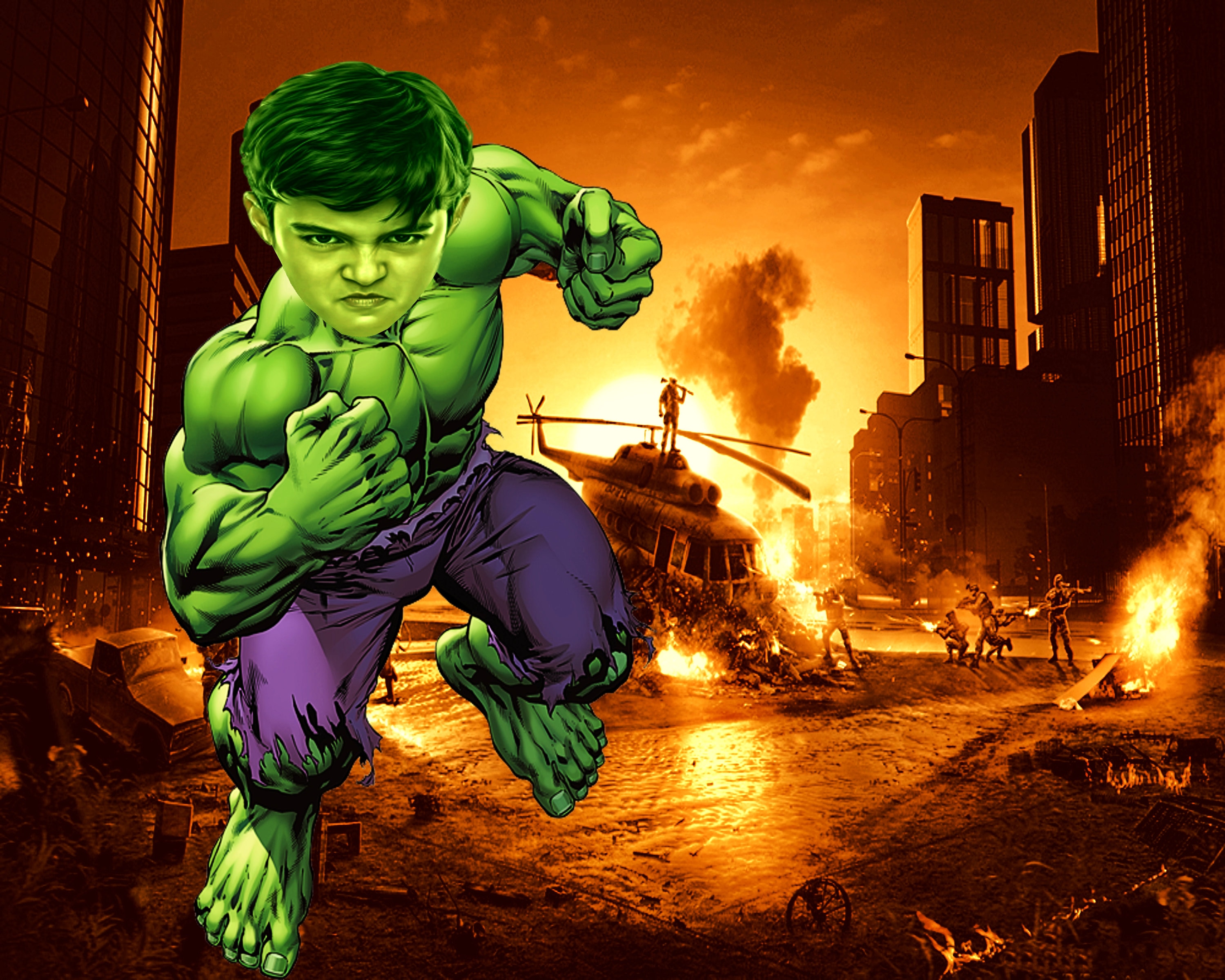 Custom Hulk Portrait, Personalized Hulk Cartoon, Digital Superhero ...
