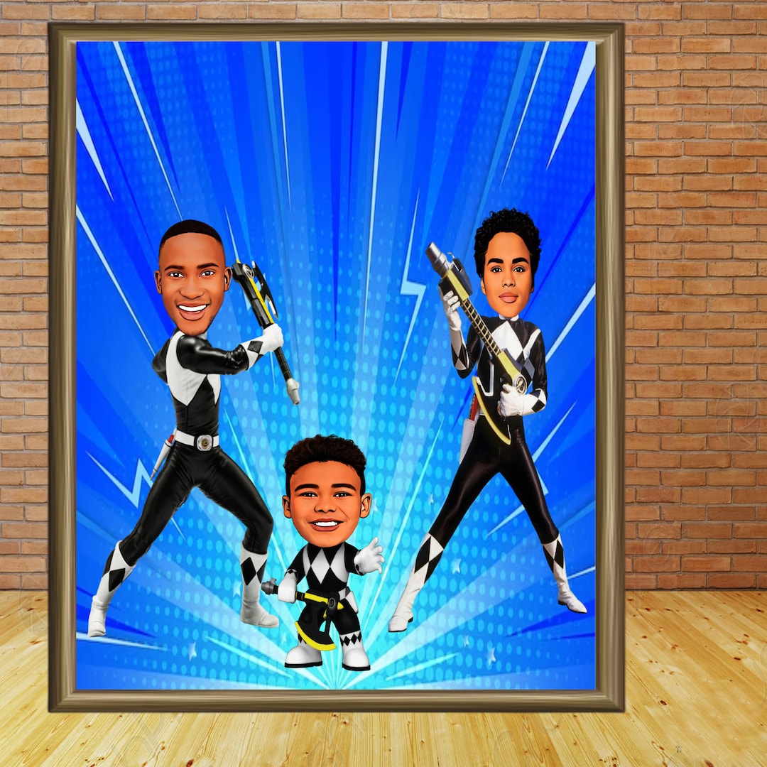 Power Rangers Family Portrait: Custom Superhero Caricature (digital ...