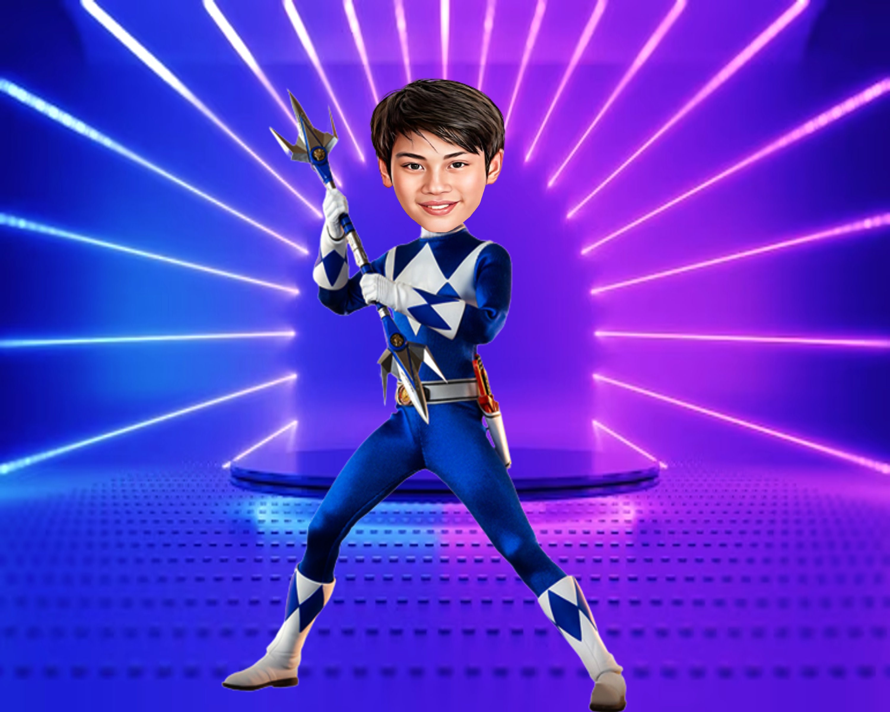 Power Rangers Custom Portrait Caricature, Superhero Kids Custom Digital ...