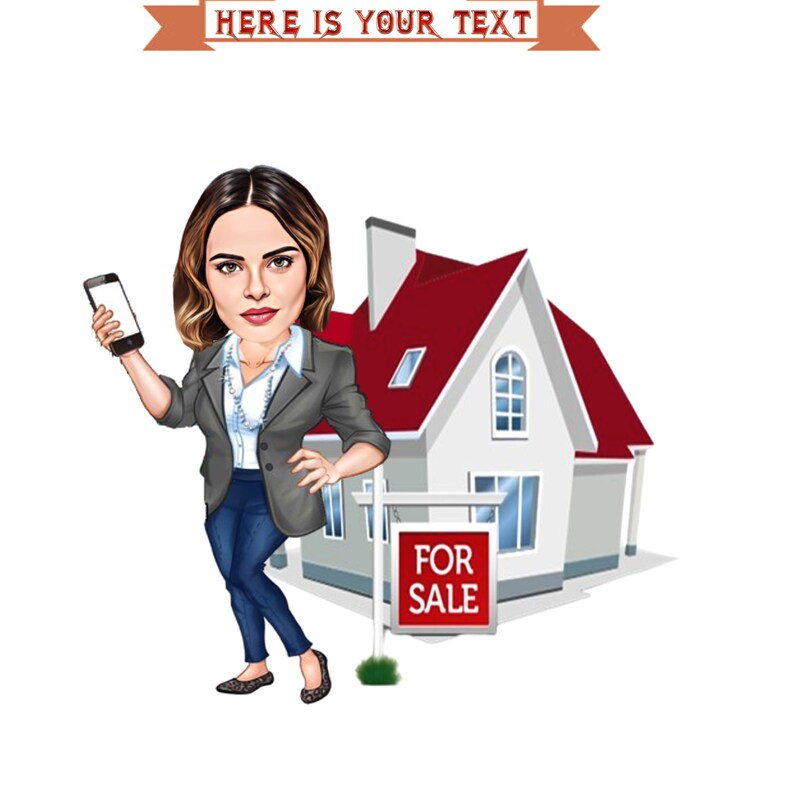 Personalized Realtor Cartoon Portrait, Realtor Caricature, Realtor Gift ...
