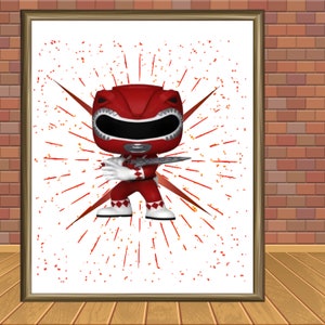 Set of 8 Power Rangers Watercolor Wall Art, Ranger Digital Wall Decor ...