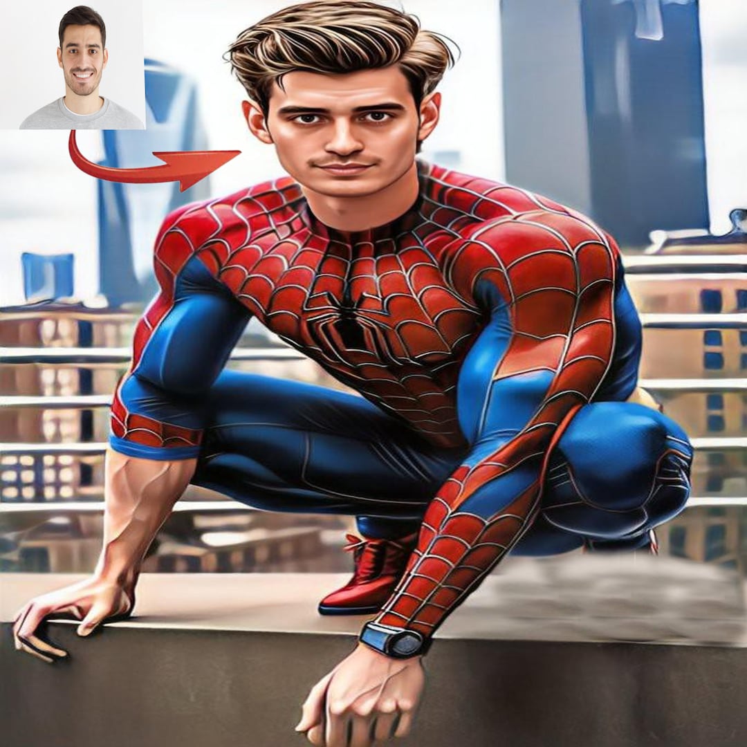 Custom Superhero Face Swap Portrait, Custom Spiderman Face Swap Poster ...