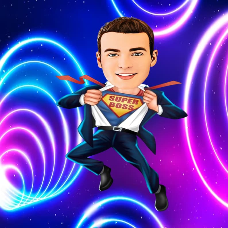 Personalized Super Boss Cartoon Portrait, Super Boss Caricature, Gift ...