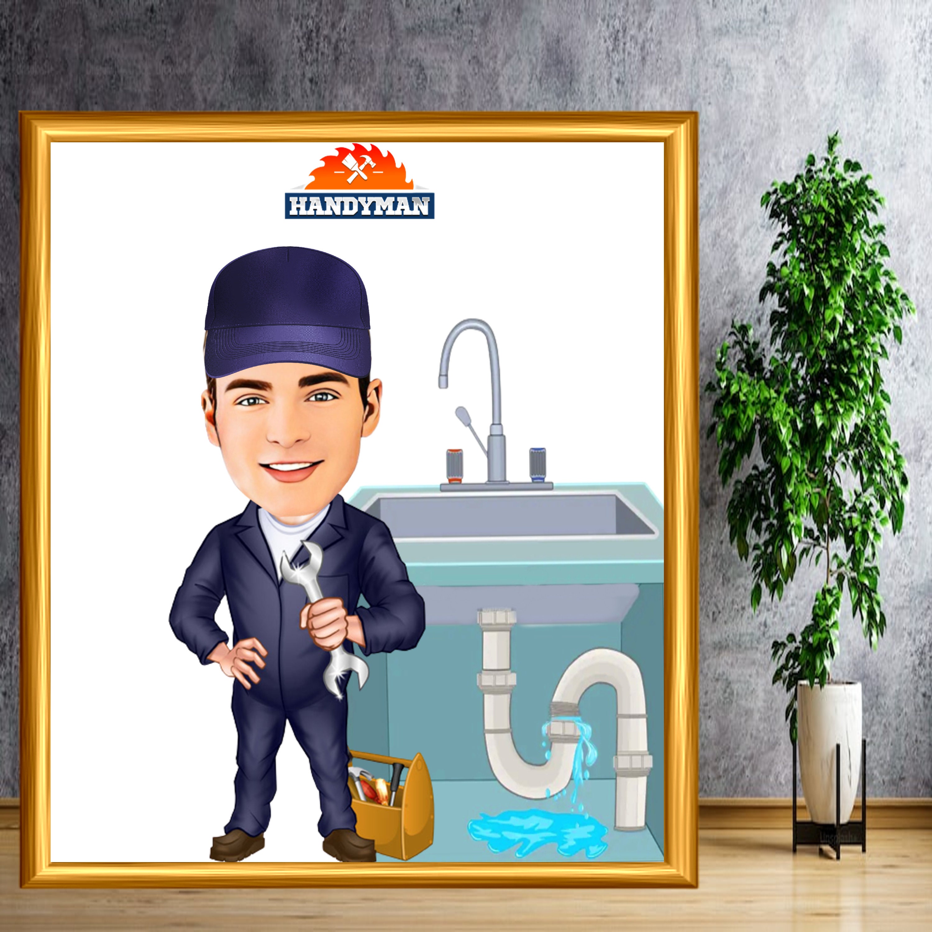 Personalized Handyman Caricature From Photo, Funny Handyman Gift for ...