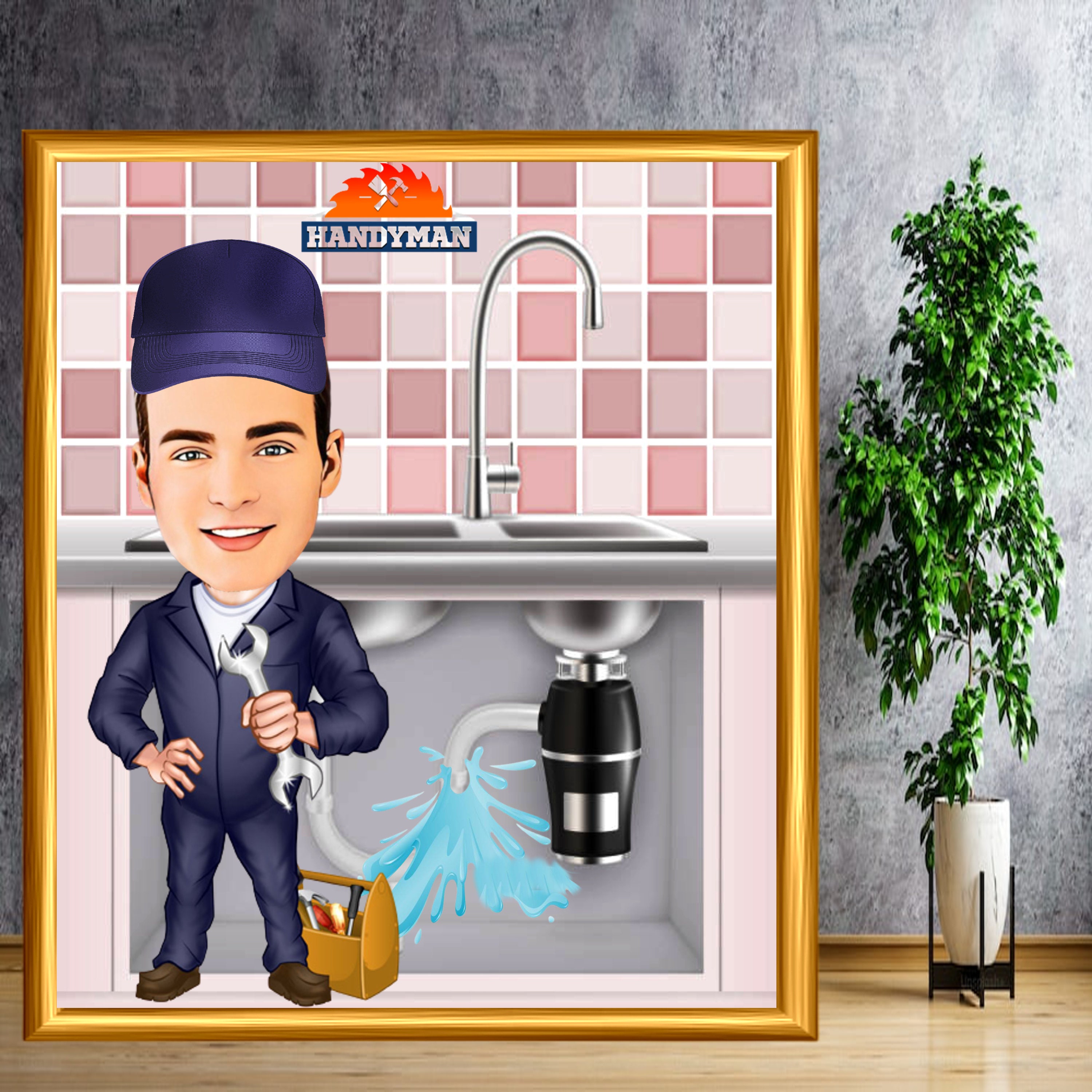 Personalized Handyman Caricature From Photo, Funny Handyman Gift for ...