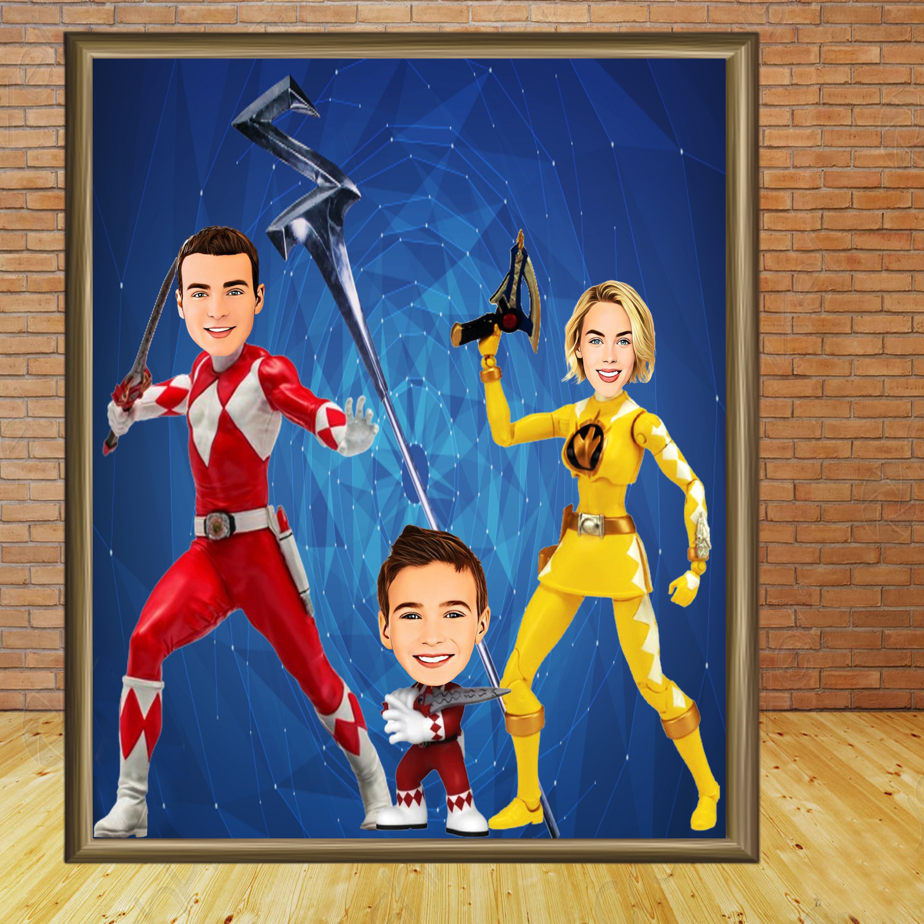 Power Rangers Custom Portrait Caricature, Superhero Family Custom ...