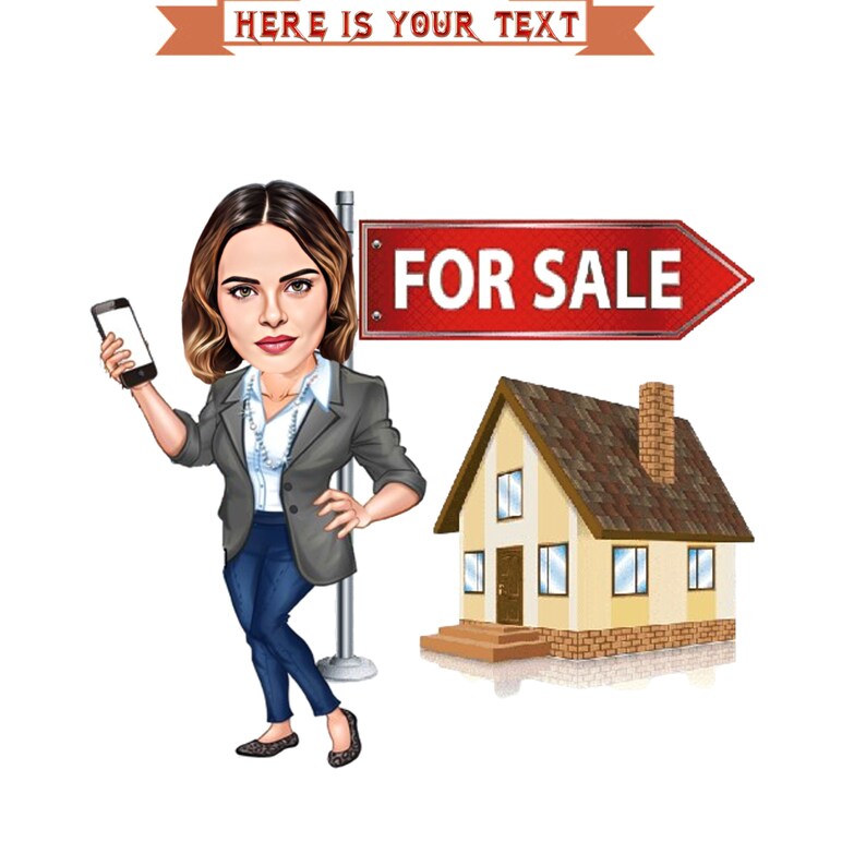 Personalized Realtor Cartoon Portrait, Realtor Caricature, Realtor Gift ...
