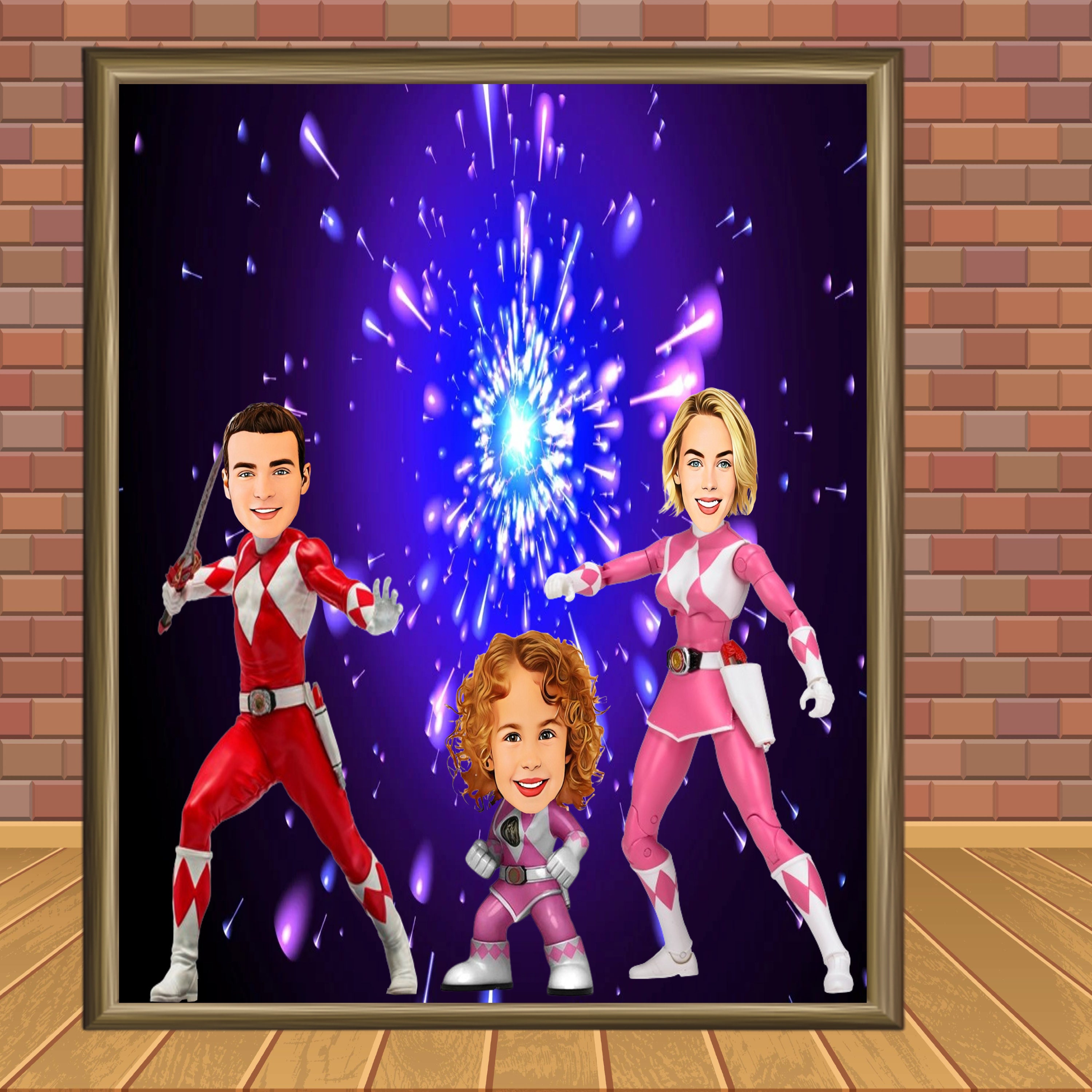 Power Rangers Custom Portrait Caricature, Superhero Family Custom ...