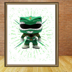 Set of 8 Power Rangers Watercolor Wall Art, Ranger Digital Wall Decor ...