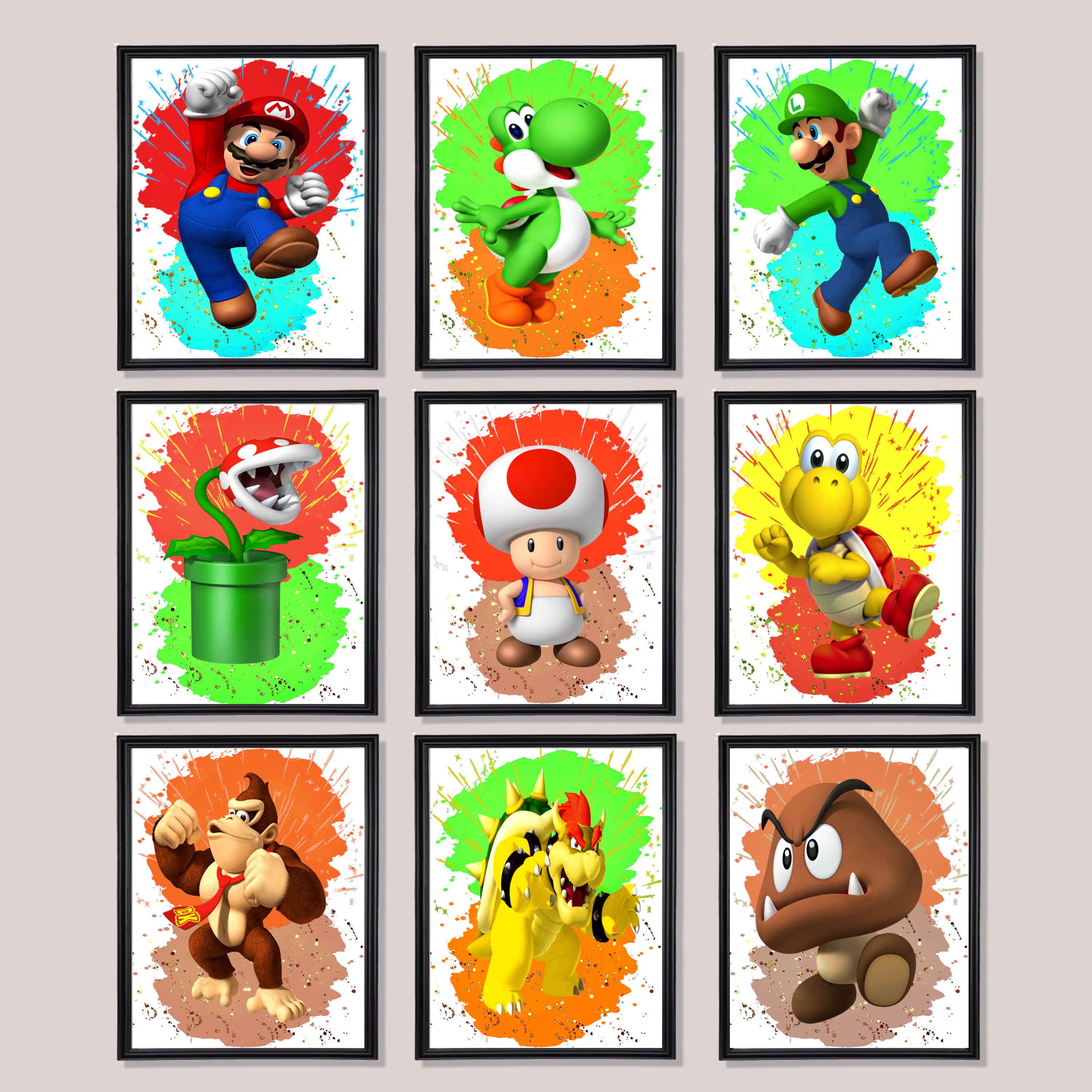 Super Mario Printable Set of 9, Mario and Luigi Bros Photo for Birthday ...