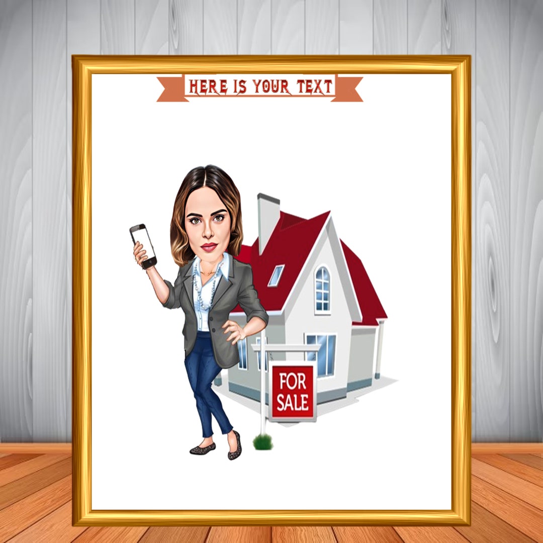 Personalized Realtor Cartoon Portrait, Realtor Caricature, Realtor Gift ...
