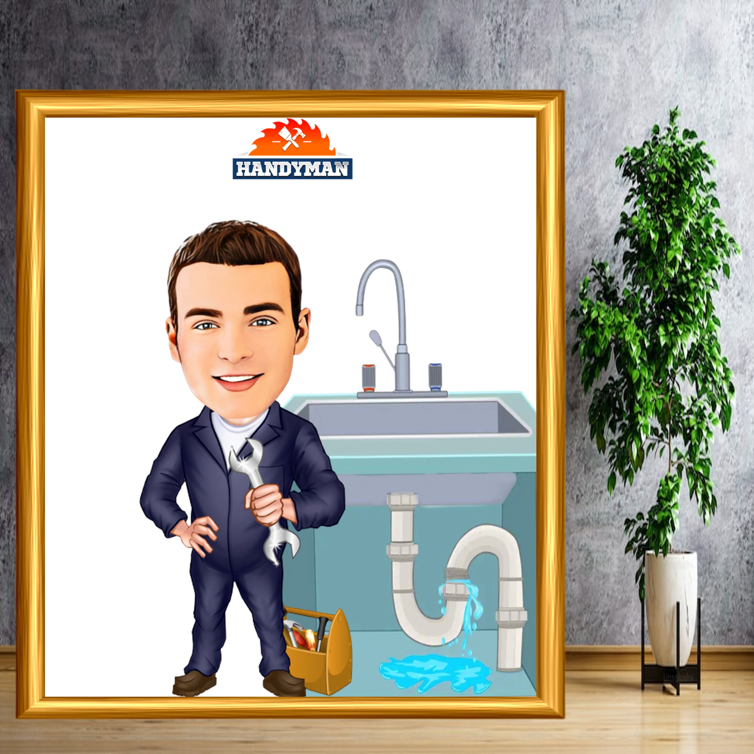 Personalized Handyman Caricature From Photo, Funny Handyman Gift for ...