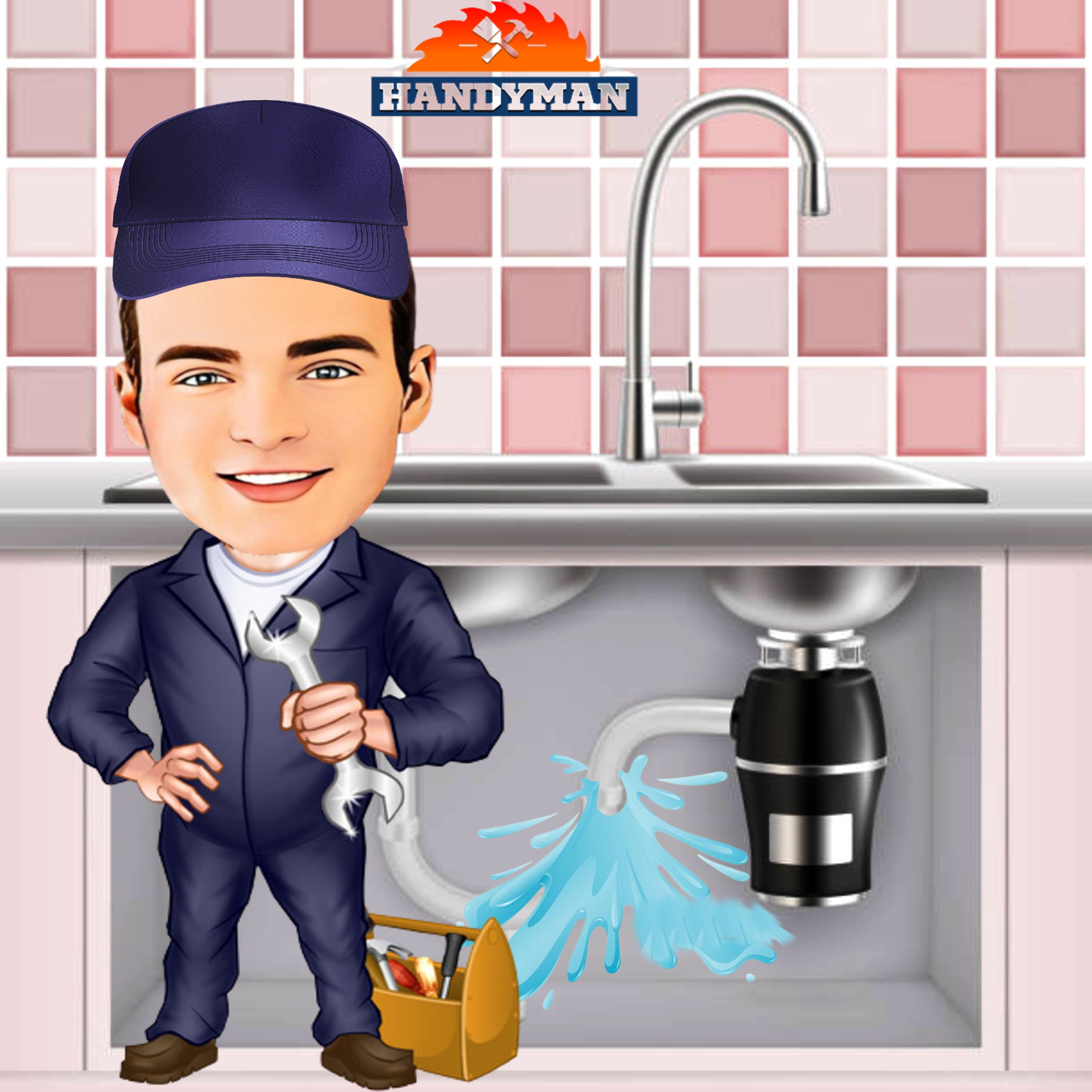 Personalized Handyman Caricature From Photo, Funny Handyman Gift for ...