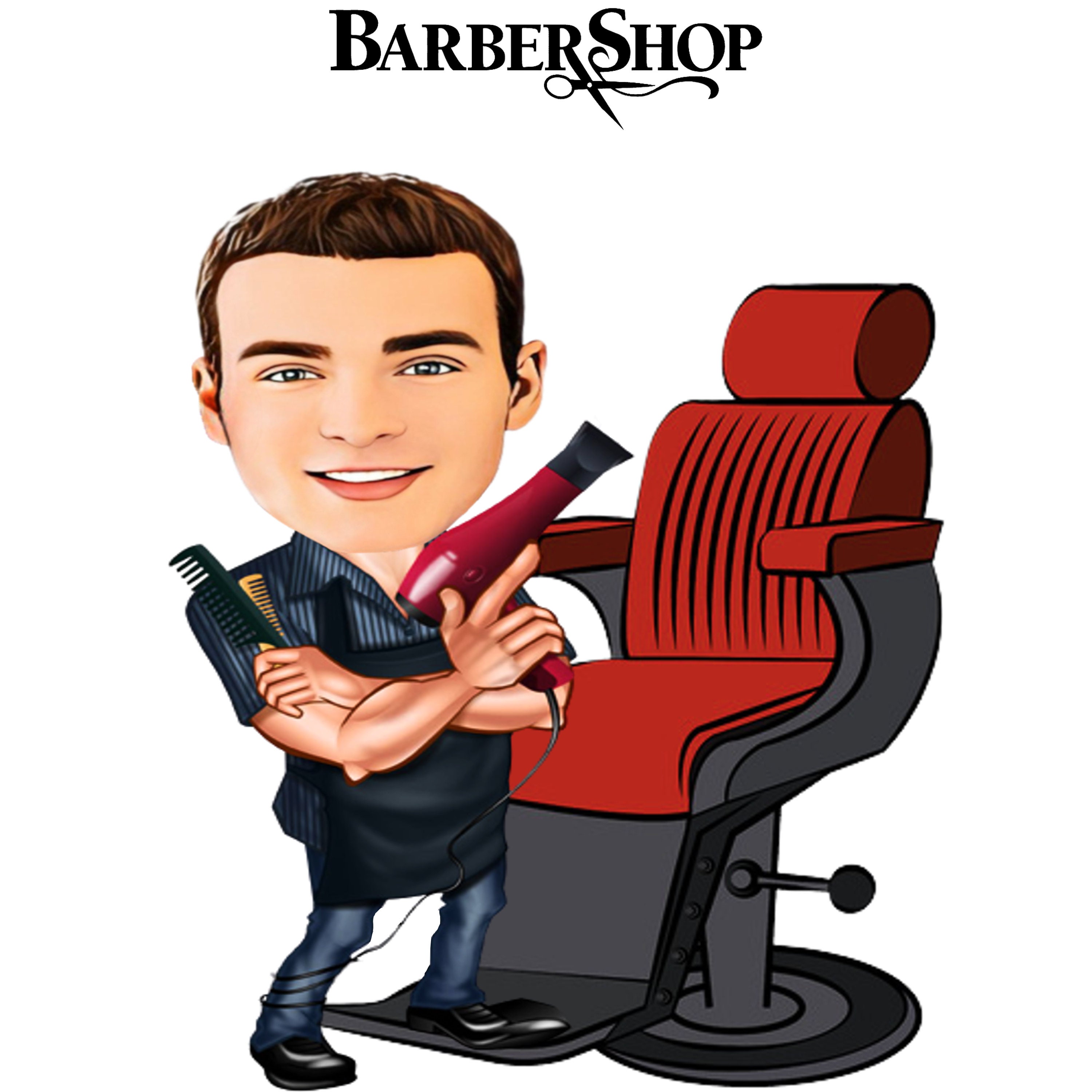 Custom Digital Barber Cartoon Barber Caricature For Photo Xmas T For Barber Digital Barber