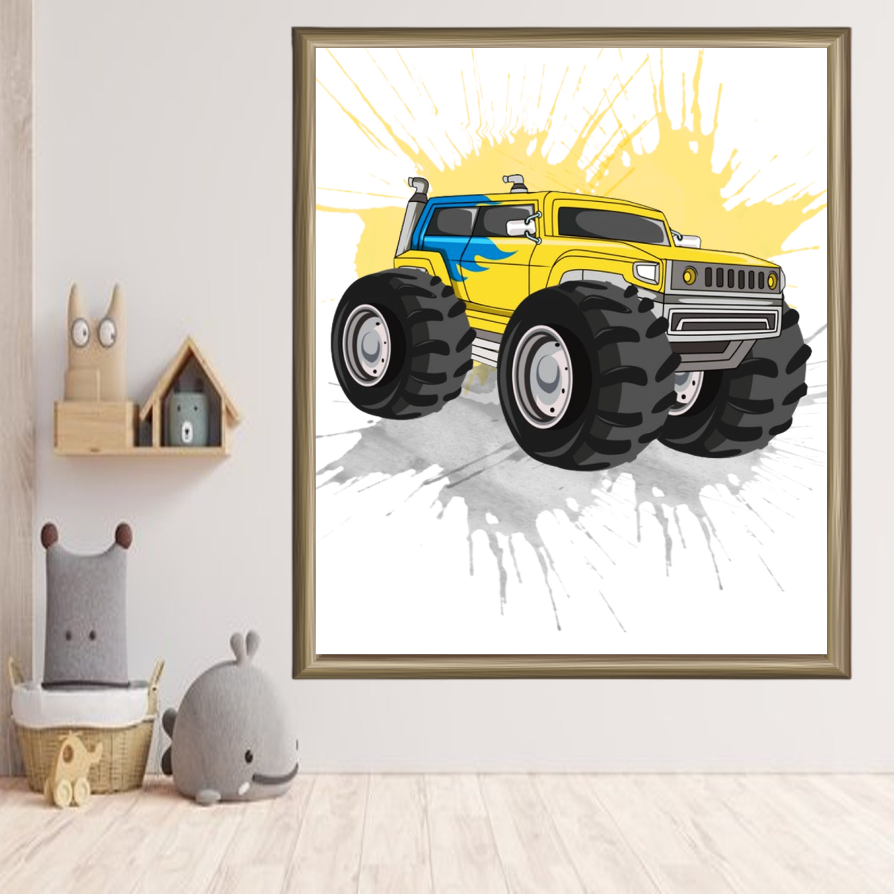 Set of 6 Monster Trucks Poster, Kids Room Nursery Decor, Monster Trucks ...