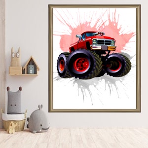 Set of 6 Monster Trucks Poster, Kids Room Nursery Decor, Monster Trucks ...