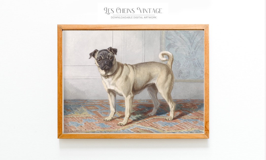 Pug Printable Artwork | Downloadable Art Les Chiens Vintage | Regal ...