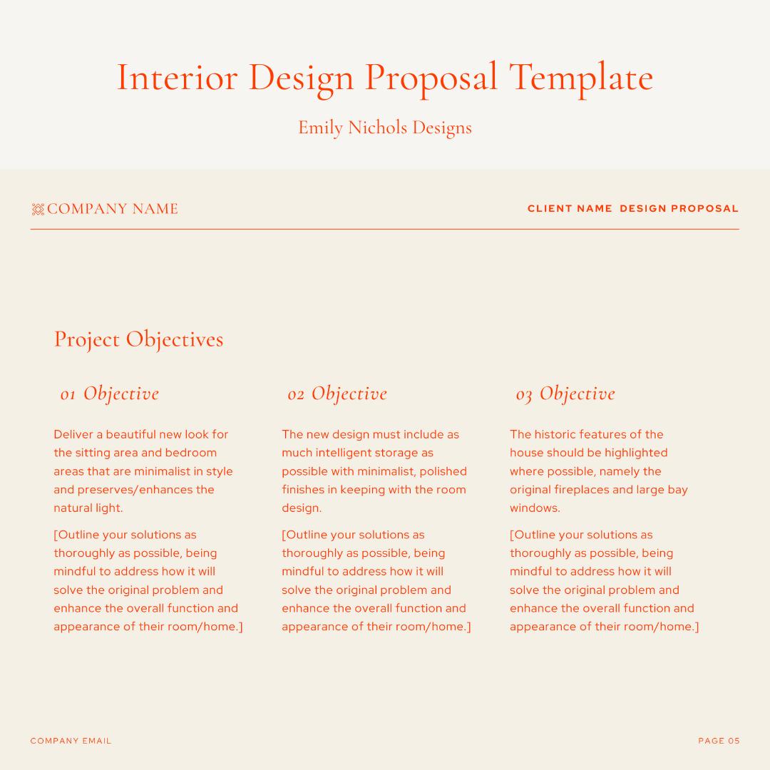 Interior Design Proposal Template | Editable Client Agreement for ...