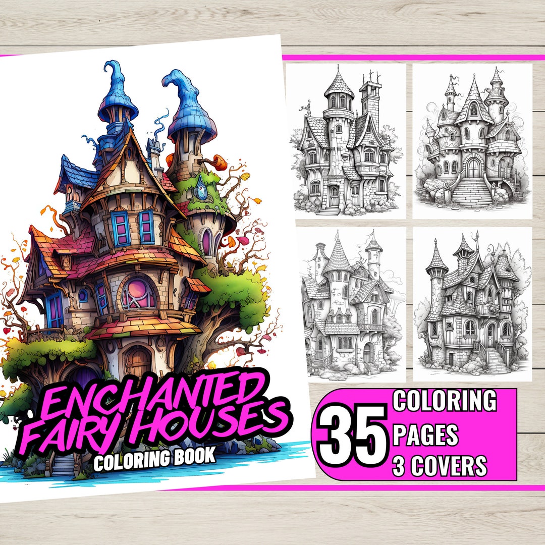 35 Enchanted Fairy Houses Coloring Book Printable PDF Fairy - Etsy