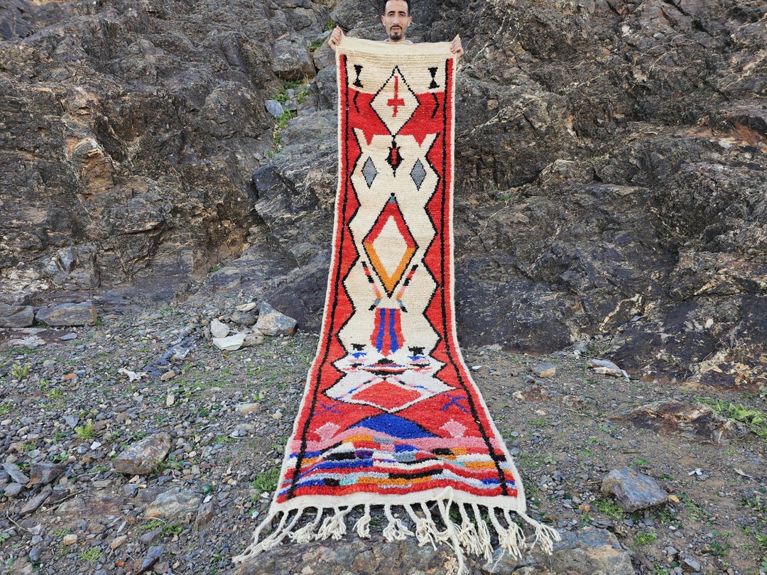 Handmade Wool Berber Runner Rug, Orange Moroccan Hallway Carpet - Etsy