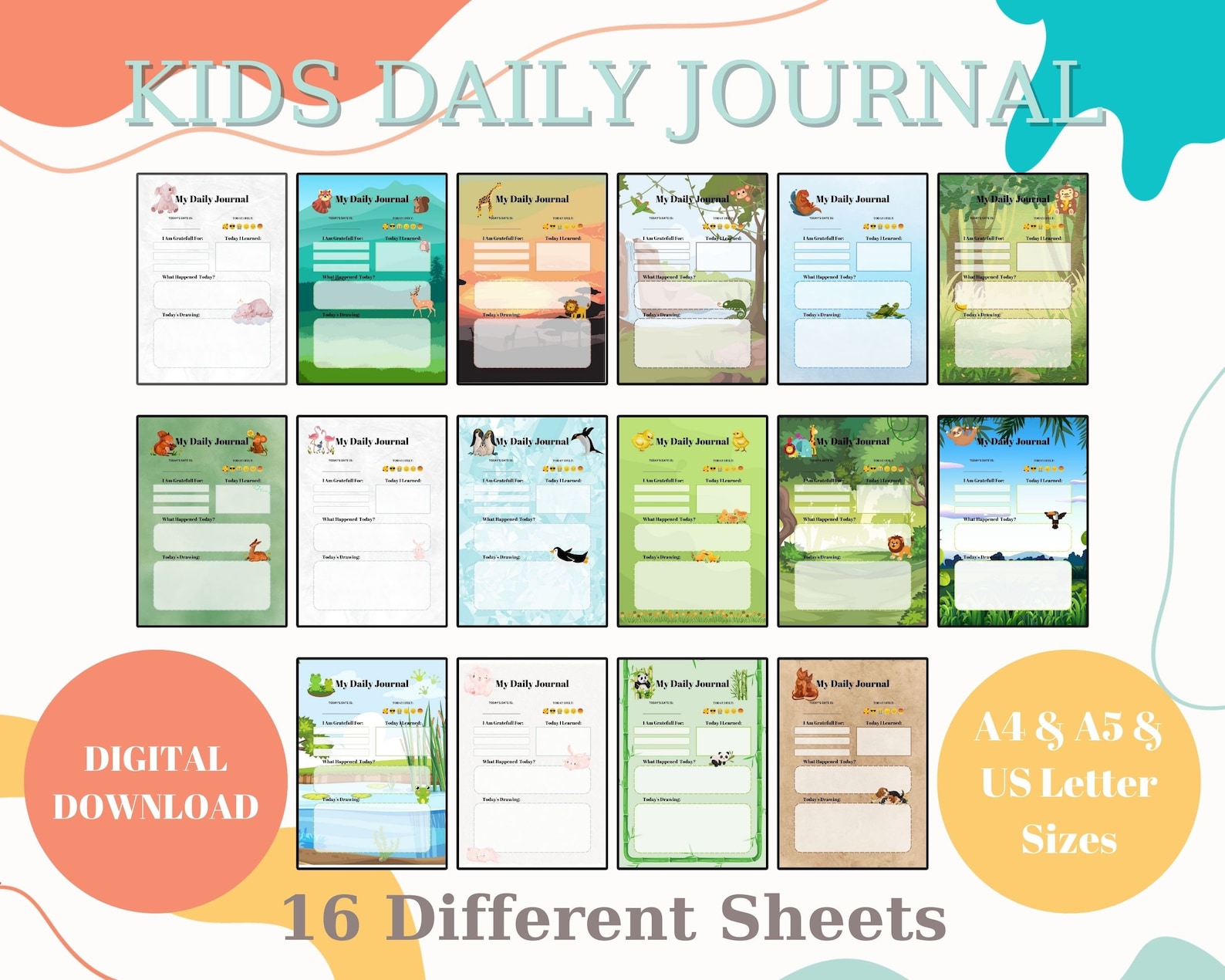 Kids Daily Journal | Printable Kids Journal | Journal Pages | Diary for ...