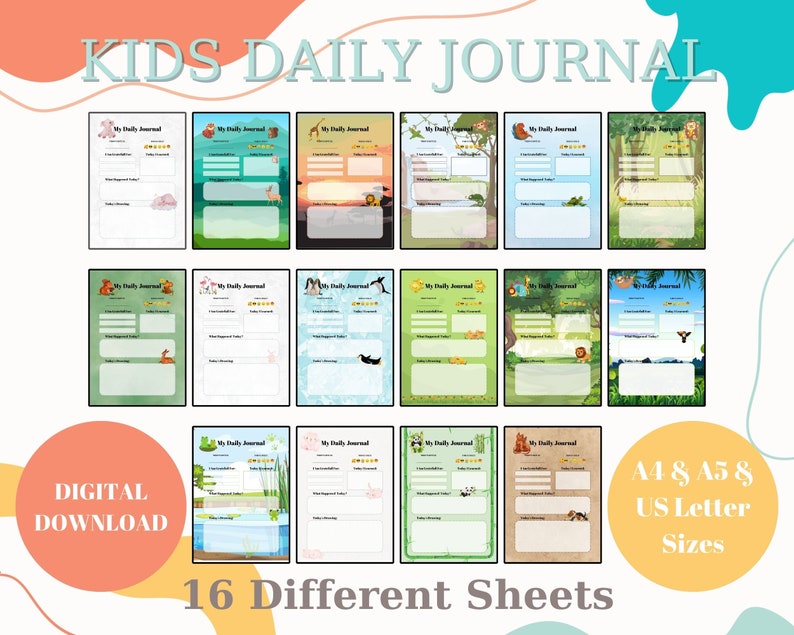 Kids Daily Journal | Printable Kids Journal | Journal Pages | Diary for ...
