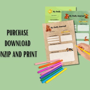 Kids Daily Journal | Printable Kids Journal | Journal Pages | Diary for ...