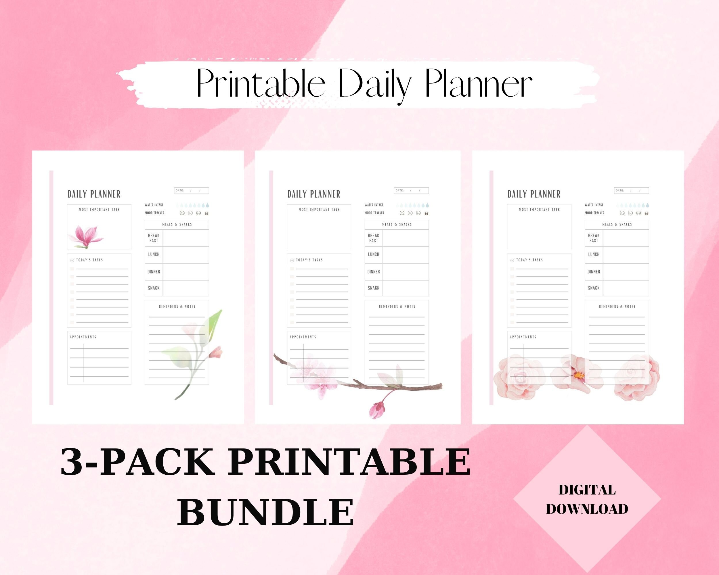 Floral Daily Planner , Printable Daily Planner Sheets , Downloadable ...
