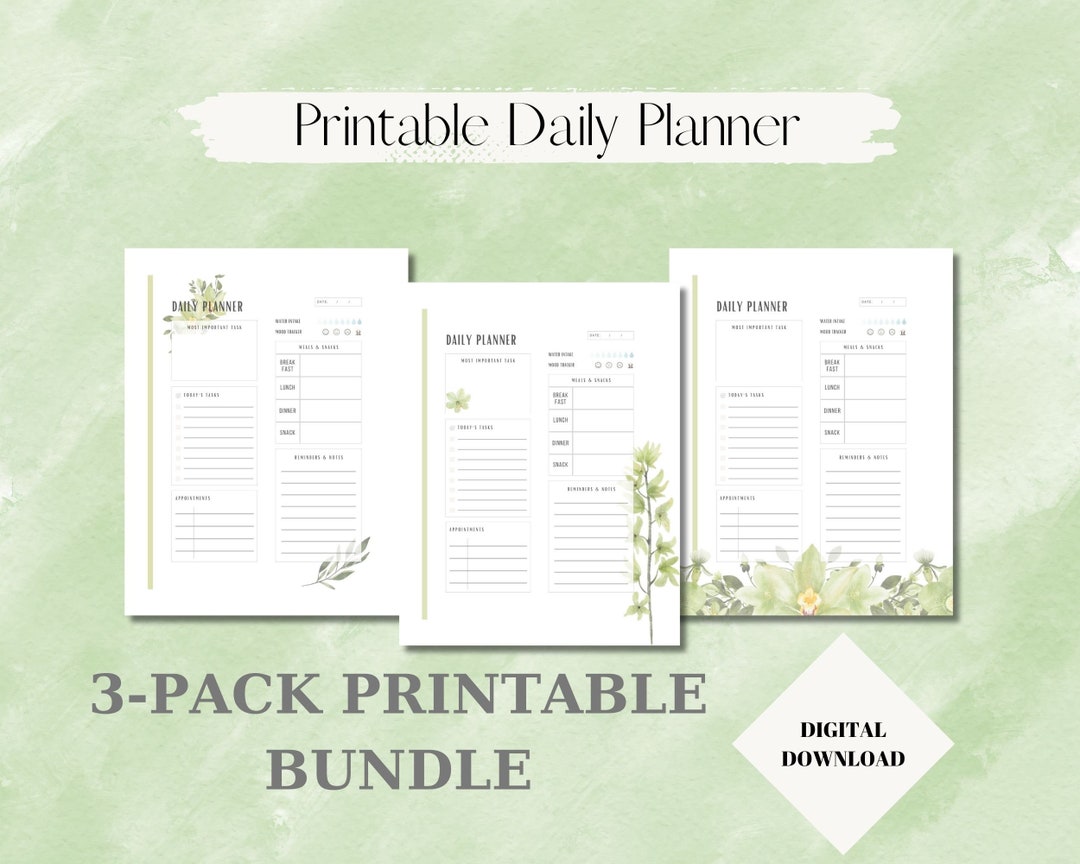 Floral Daily Planner , Printable Daily Planner Sheets , Downloadable ...