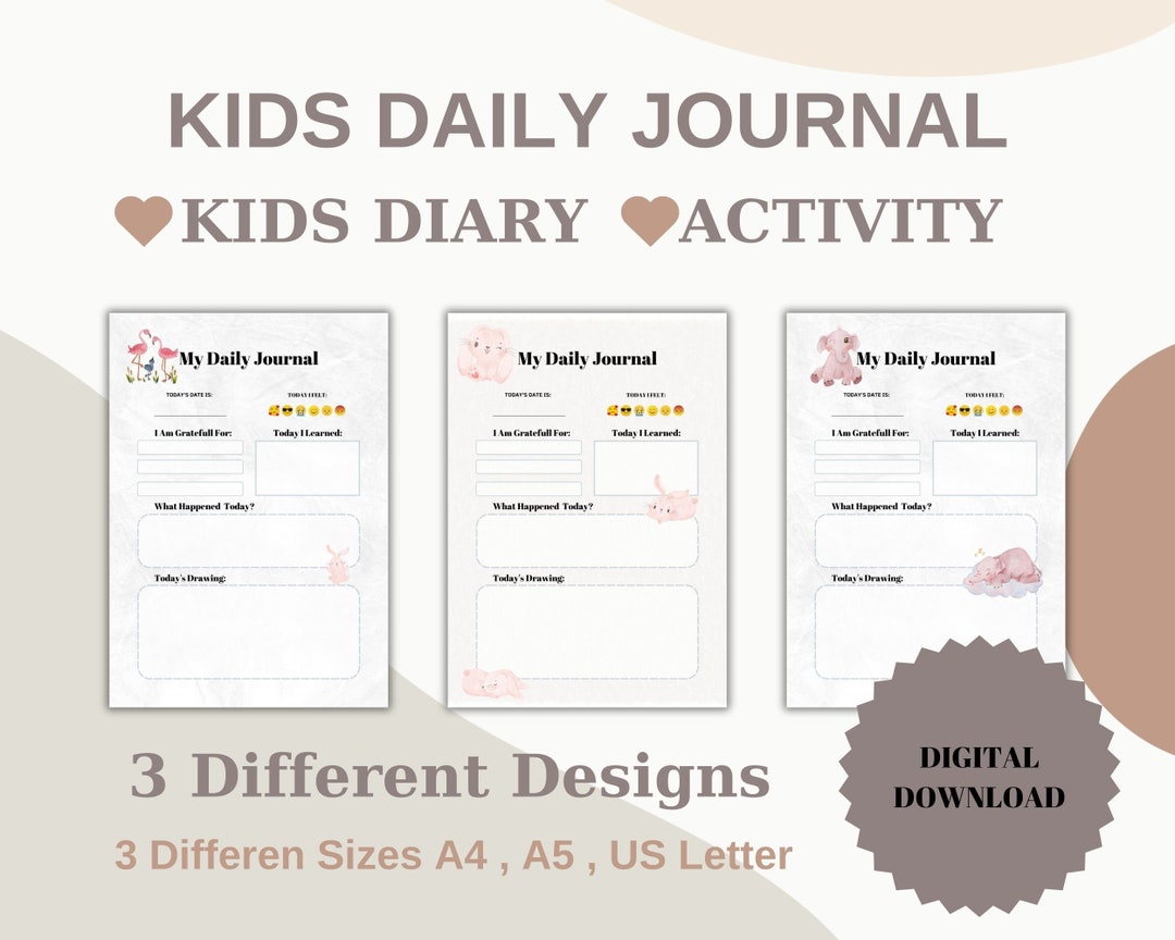 Kids Daily Journal | Printable Kids Journal | Journal Pages | Diary for ...