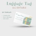 Editable Luggage Tag Template. Travel Itinerary. Digital Editable ...