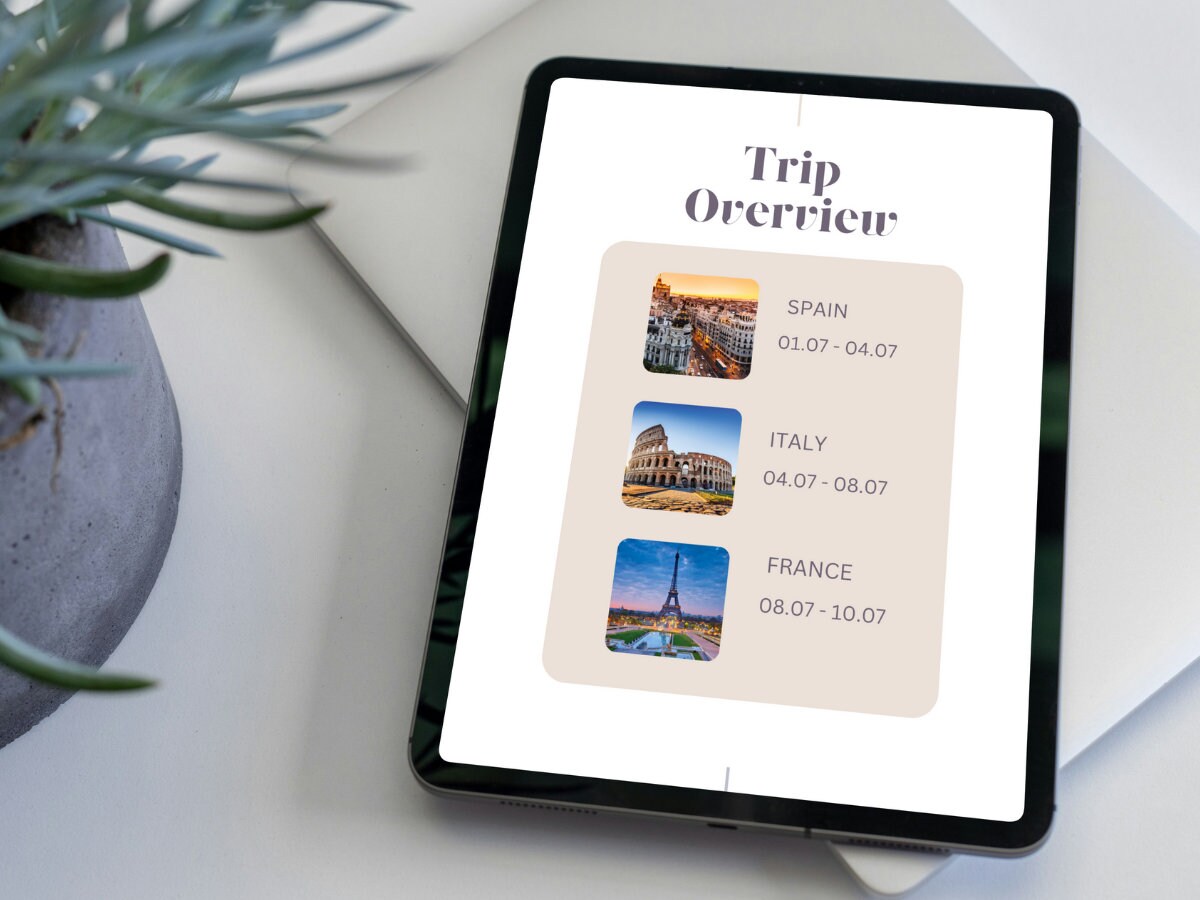 Europe Holiday Travel Itinerary Mobile & iPad Template. Digital ...