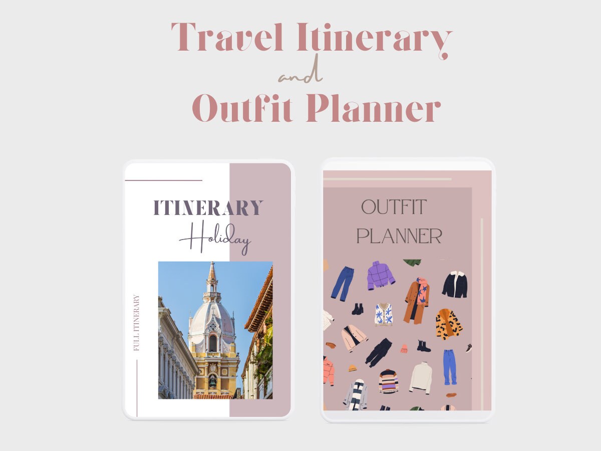 Bundle Travel Itinerary & Outfit Planner. Mobile iPad Template. Canva ...