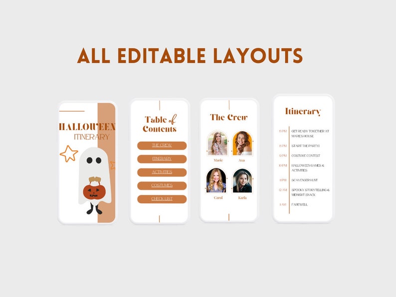 Halloween Costume Party Itinerary Mobile & iPad Template. Digital ...