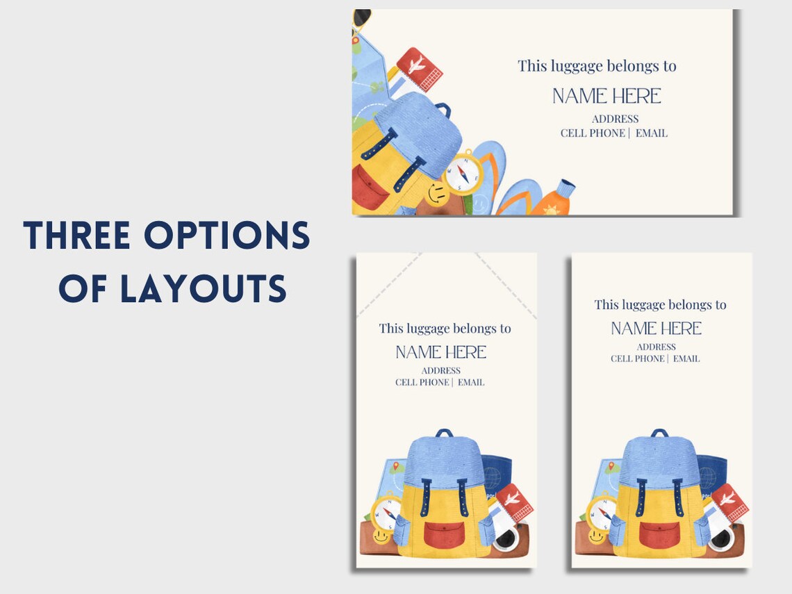 Editable Luggage Tag Template. Travel Itinerary. Digital Suitcase Bag ...