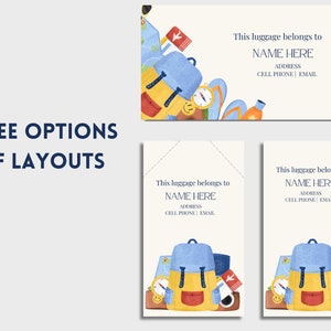 Editable Luggage Tag Template. Travel Itinerary. Digital Suitcase Bag ...