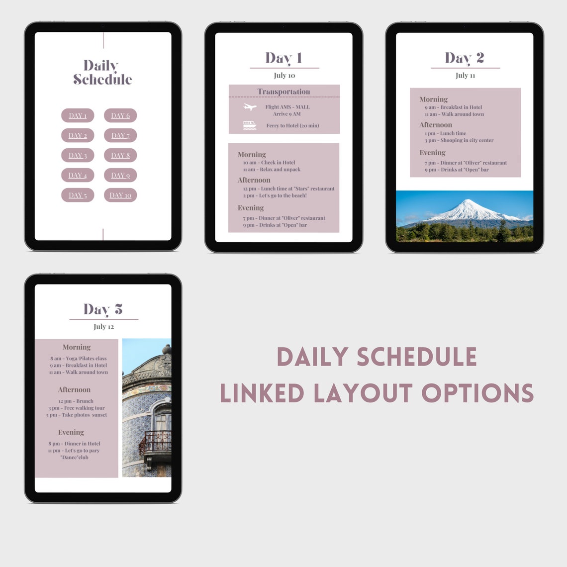 Editable Holiday Travel Itinerary Mobile & iPad Template. Travel ...