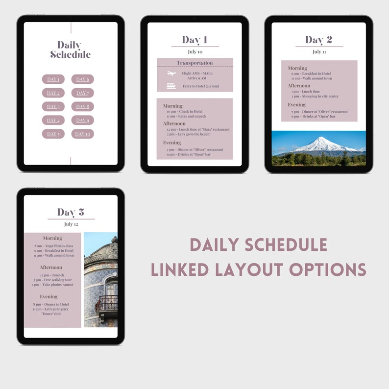 Editable Holiday Travel Itinerary Mobile & iPad Template. Travel ...