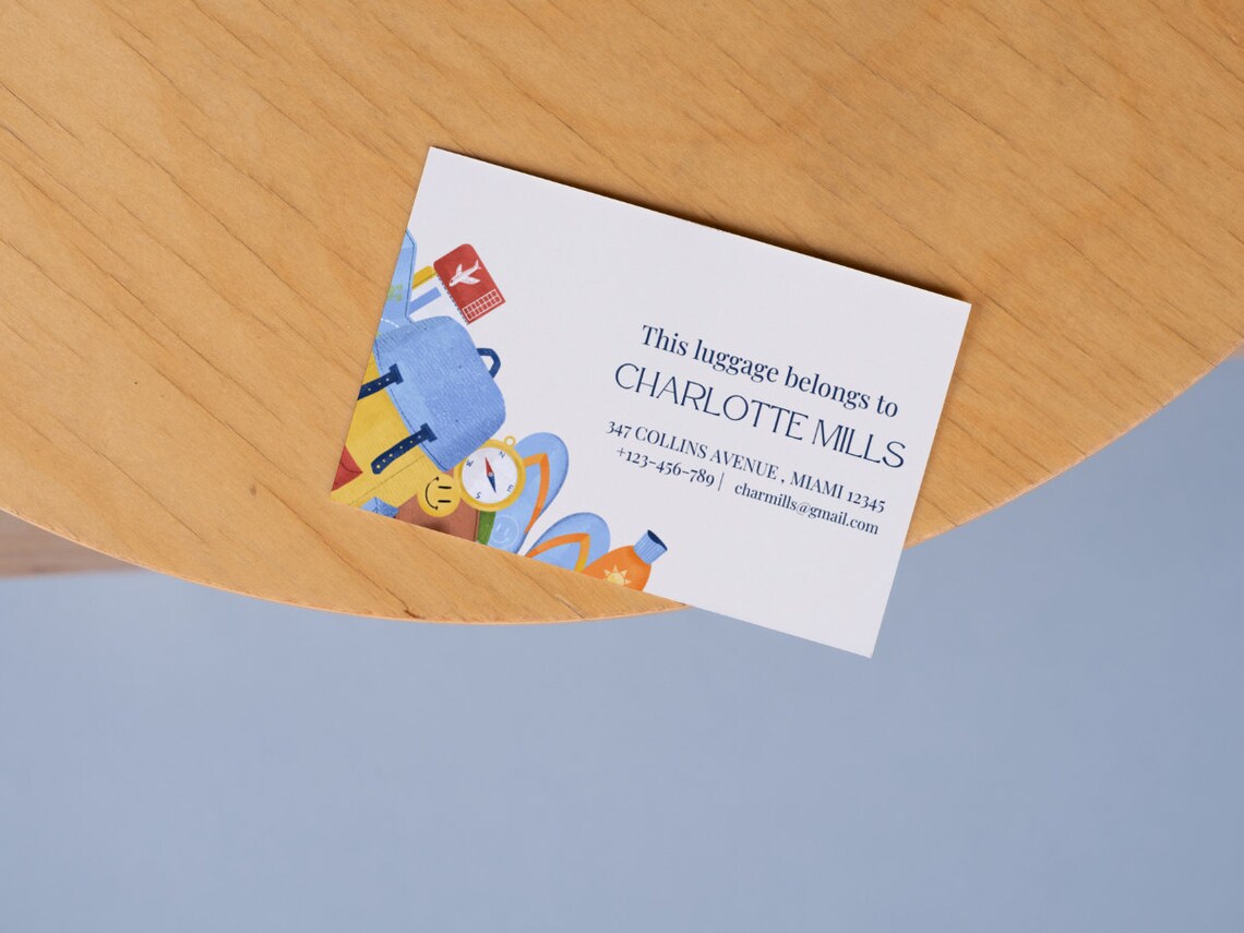 Editable Luggage Tag Template. Travel Itinerary. Digital Suitcase Bag ...