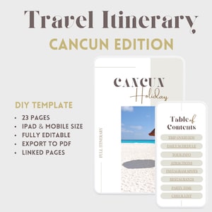 Cancun Holiday Travel Itinerary Mobile & iPad Template. Digital ...