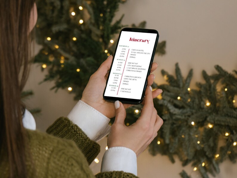 Christmas Itinerary Travel Mobile Template. Digital Editable Travel ...