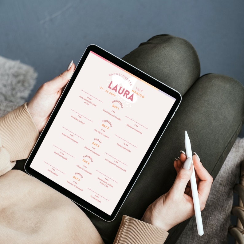Digital Mexico Bachelorette Itinerary Template, Canva Editable Template ...