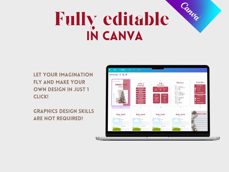 Christmas Itinerary Travel Mobile Template. Digital Editable Travel ...