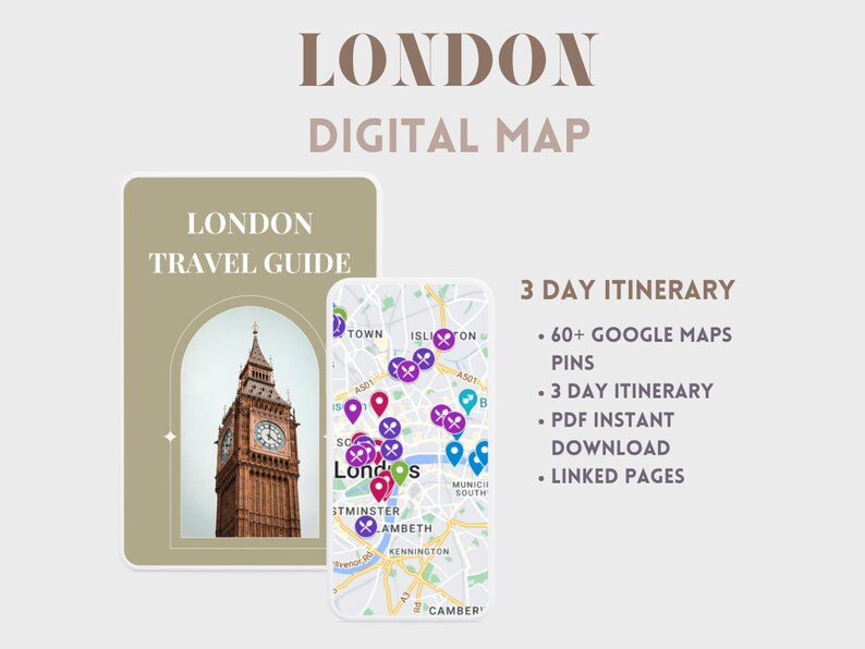 London Digital Map. Travel Itinerary. Travel Planner. Traveling Guide ...