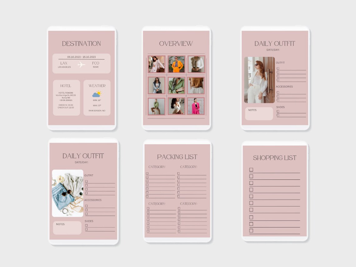 Outfit Planner for Travel. Canva Template Outfit Planning. Mobile ...