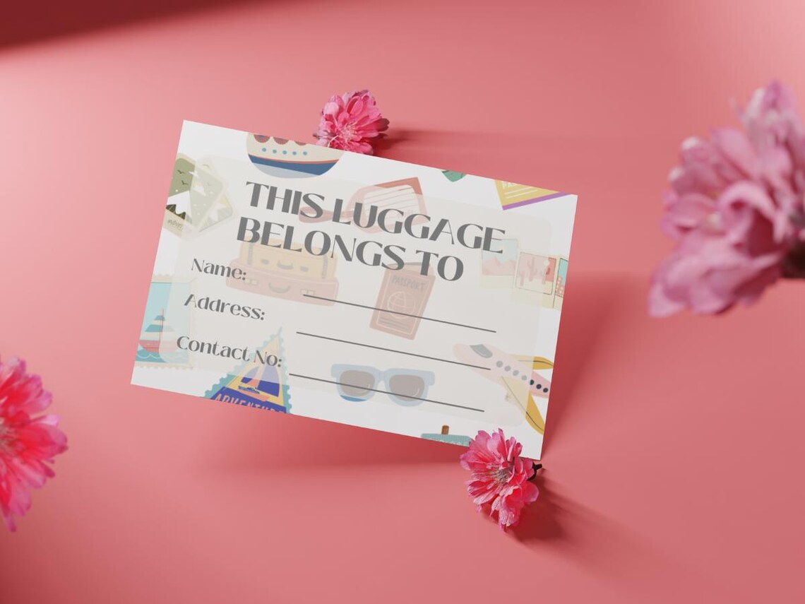 Editable Printable Luggage Tag Template. Travel Itinerary. Digital ...