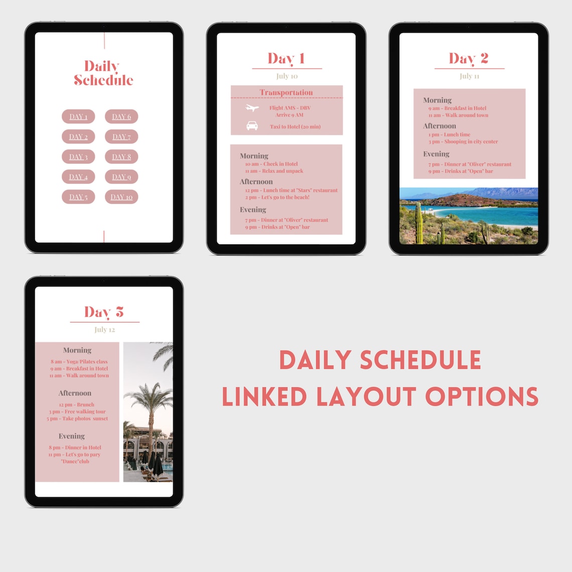 Summer Holiday Travel Itinerary Mobile & iPad Template. Digital ...