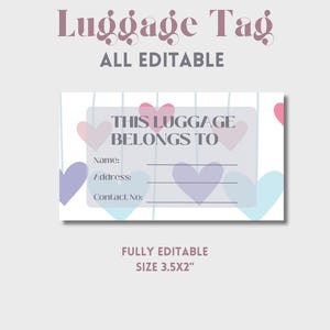 Editable Printable Luggage Tag Template. Travel Itinerary. Digital ...