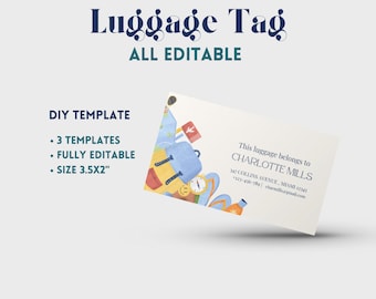 Editable Luggage Tag Template. Travel Itinerary. Digital Editable ...