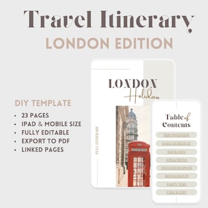 London Holiday Travel Itinerary Mobile & iPad Template. Digital ...
